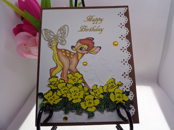 Disney Card Bambi Birthday Card Happy Birthday 3 - Etsy