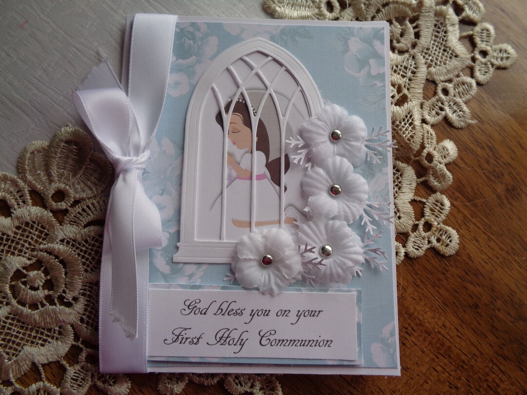 Personalized First Holy Communion Card, Choice of Skin and Hair Color ...