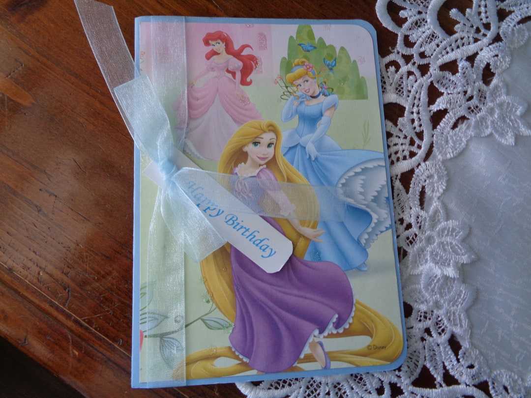 Disney Princess Card, Ariel, Rapunzel, Cinderella, Handmade, Birthday ...