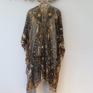 Long Kimono , STARRY SKY , Bohemian Kimono, Stars and Moon Pattern - Etsy