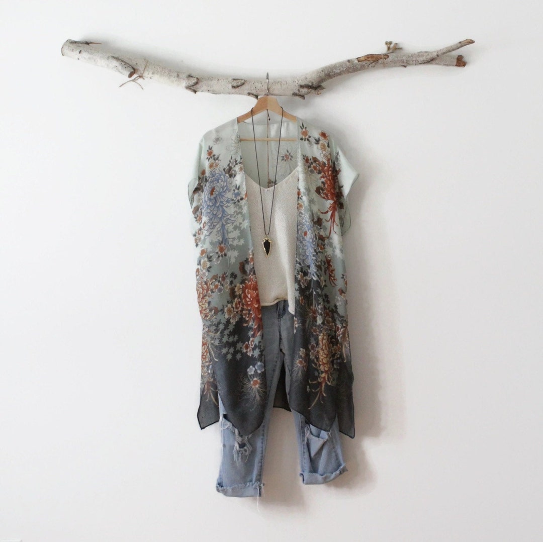 Kimono, DALHIA , Flowy Boho Kimono With Floral Pattern, Cover-up ...