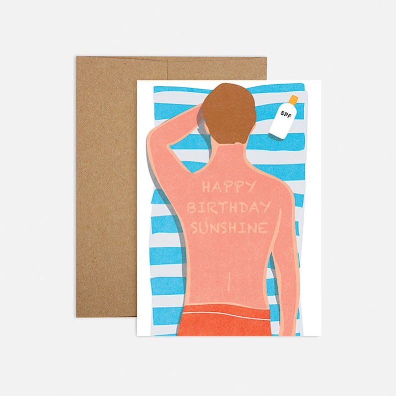 Sunburn Birthday Greeting Card - Etsy