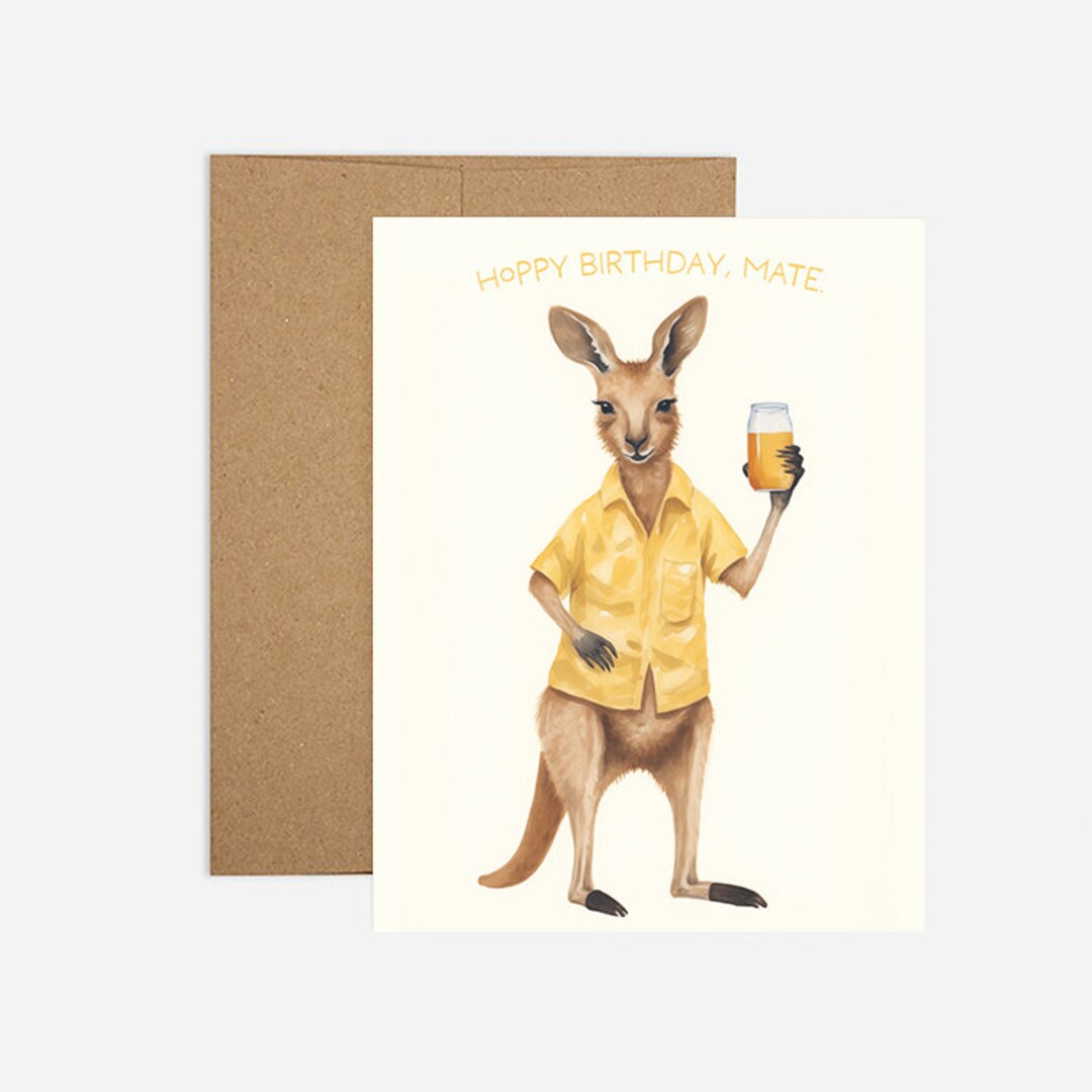 Kangaroo Hoppy Birthday Birthday Greeting Card - Etsy
