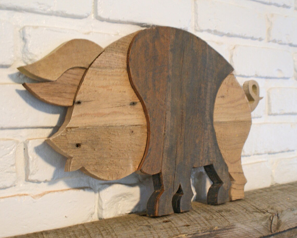 Pig Art - Reclaimed Pallet Wood - Etsy