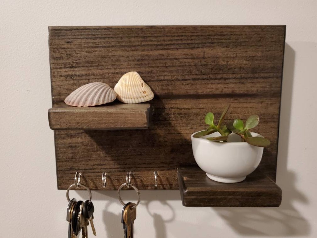 Minimalist Key Holder | Entryway Organizer With Two Shelves | Mask ...