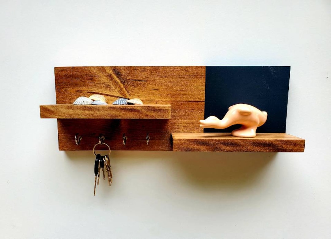 Two-tone Key Holder With Shelves: Modern Mask Hanger - Etsy