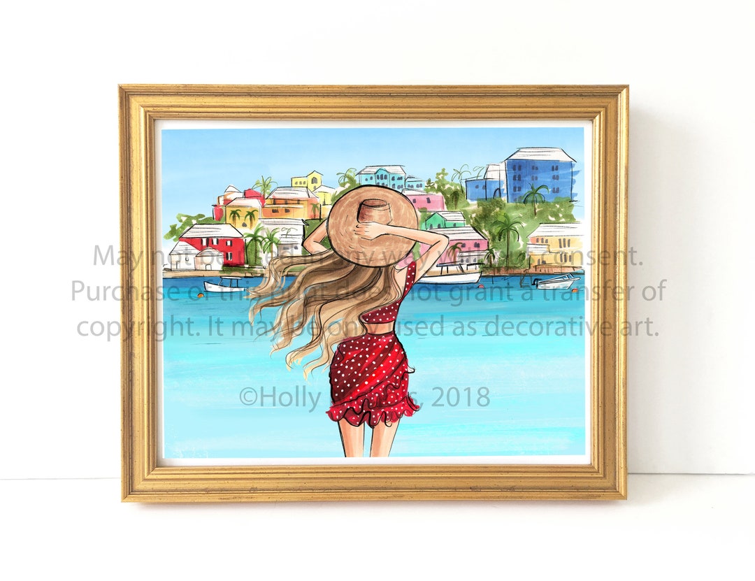 Flatts Village Bermuda Girl (fashion Illustration Print) - Etsy