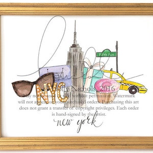 New York Whimsy (fashion Illustration Print) - Etsy
