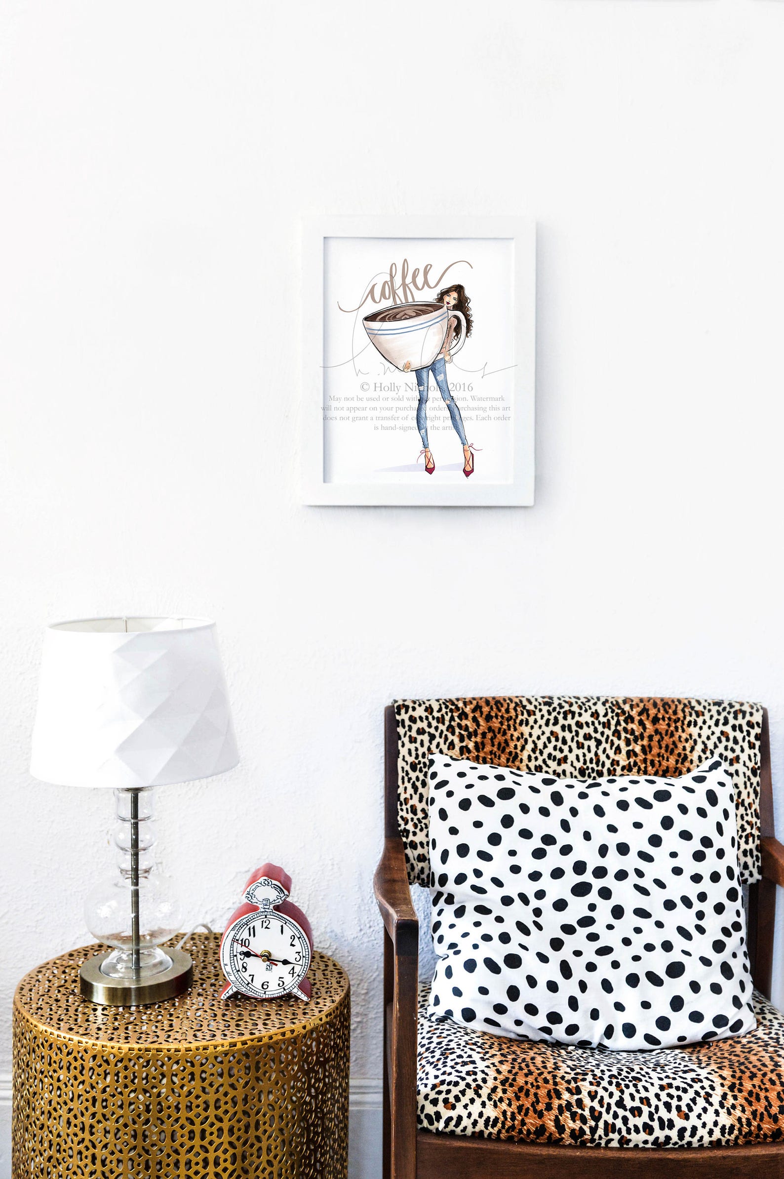 Just One Cup COFFEE (fashion Illustration Print) Choose Your Skintone ...