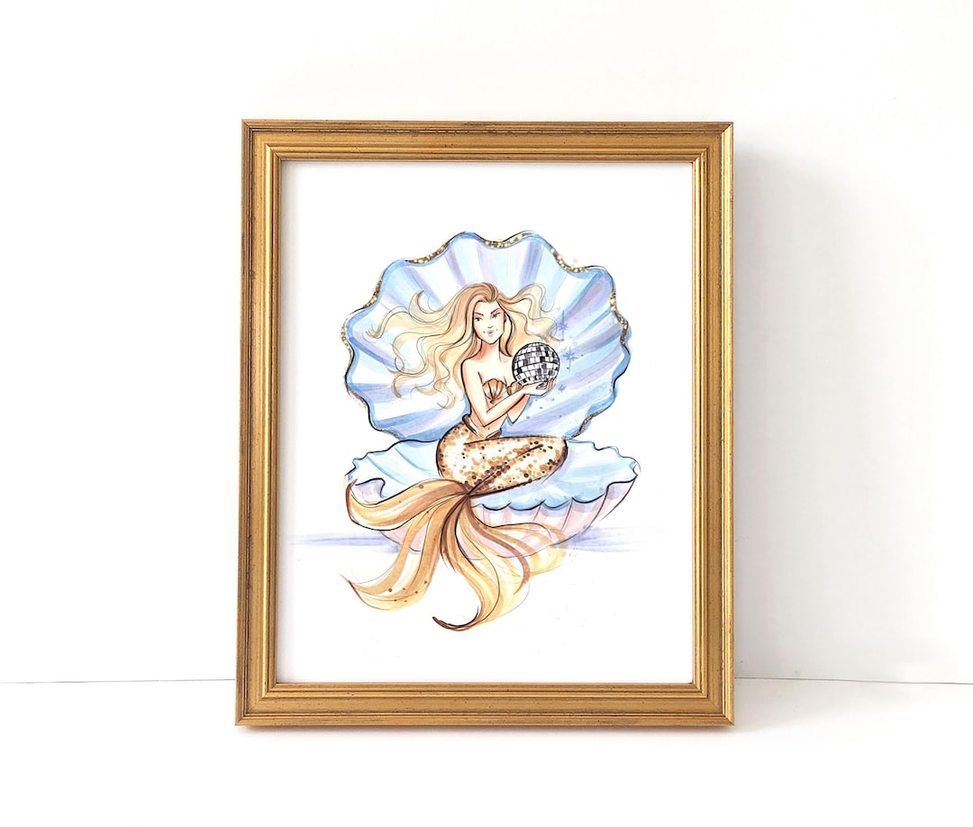 Disco Mermaid 2, Golden Girl (mermaid Fashion Illustration Print) - Etsy