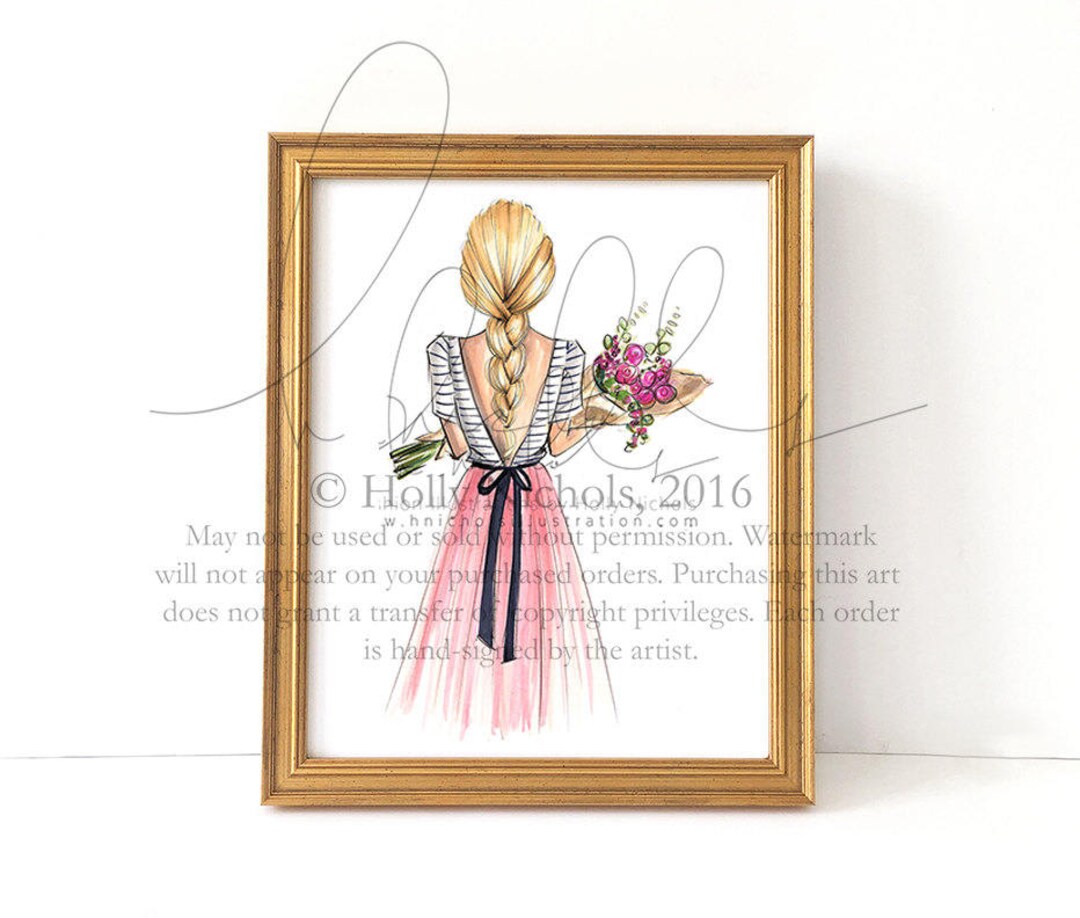 Bouquet (select Hair Color and Skintone) Fashion Illustration Print - Etsy