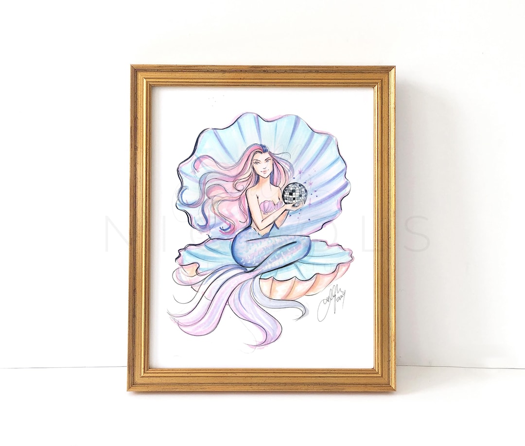 Disco Mermaid 1 (mermaid Fashion Illustration Print) - Etsy