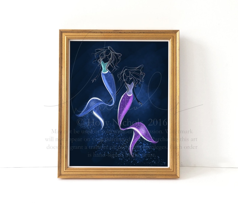 Dancing Mermaids (fashion Illustration Print) - Etsy