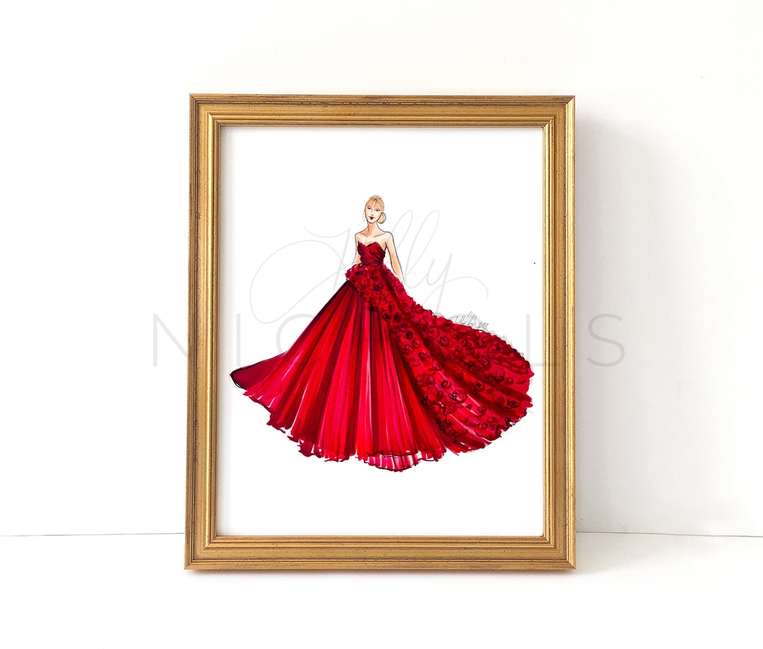 Red Ball Gown (fashion Illustration Print) - Etsy
