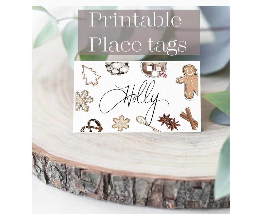 DIGITAL DOWNLOAD Holiday Instant Printable Place Tags (3x2" When Folded ...