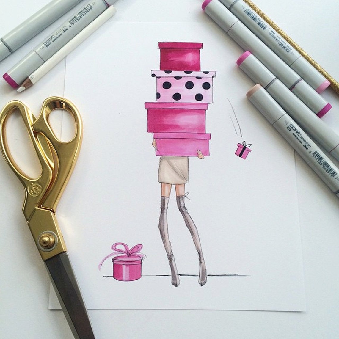 Over the Knee and Over My Head fashion Illustration Print | Etsy