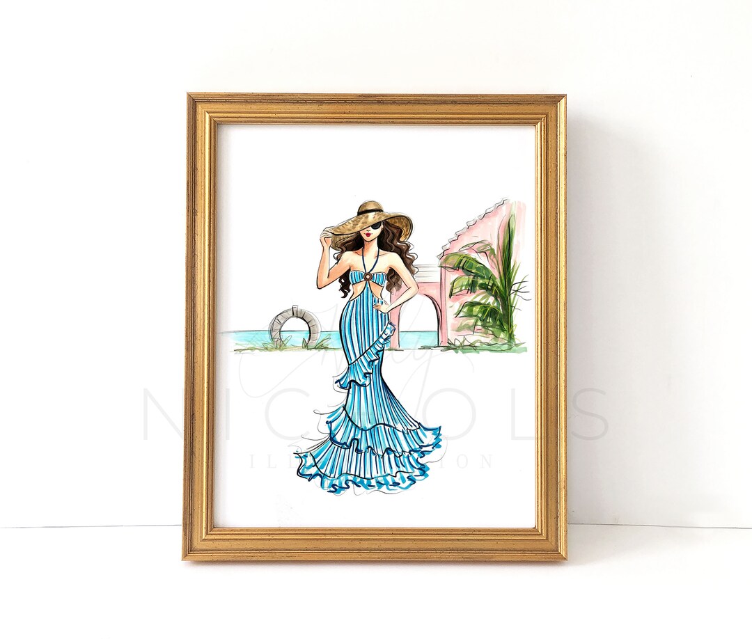 Moongate Magic (bermuda Fashion Illustration Print) - Etsy