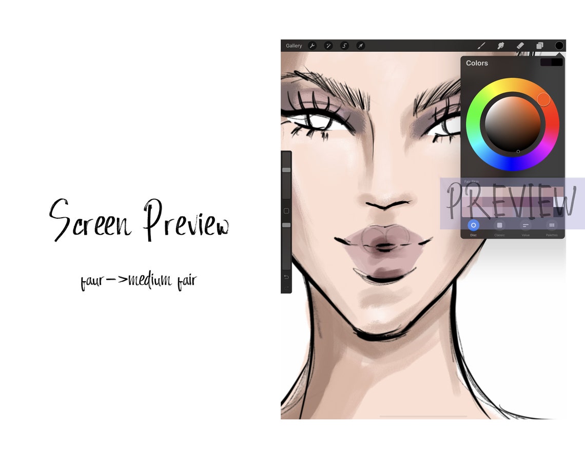 Procreate Portrait Palette: 60 Fashion Illustration Colors (digital ...