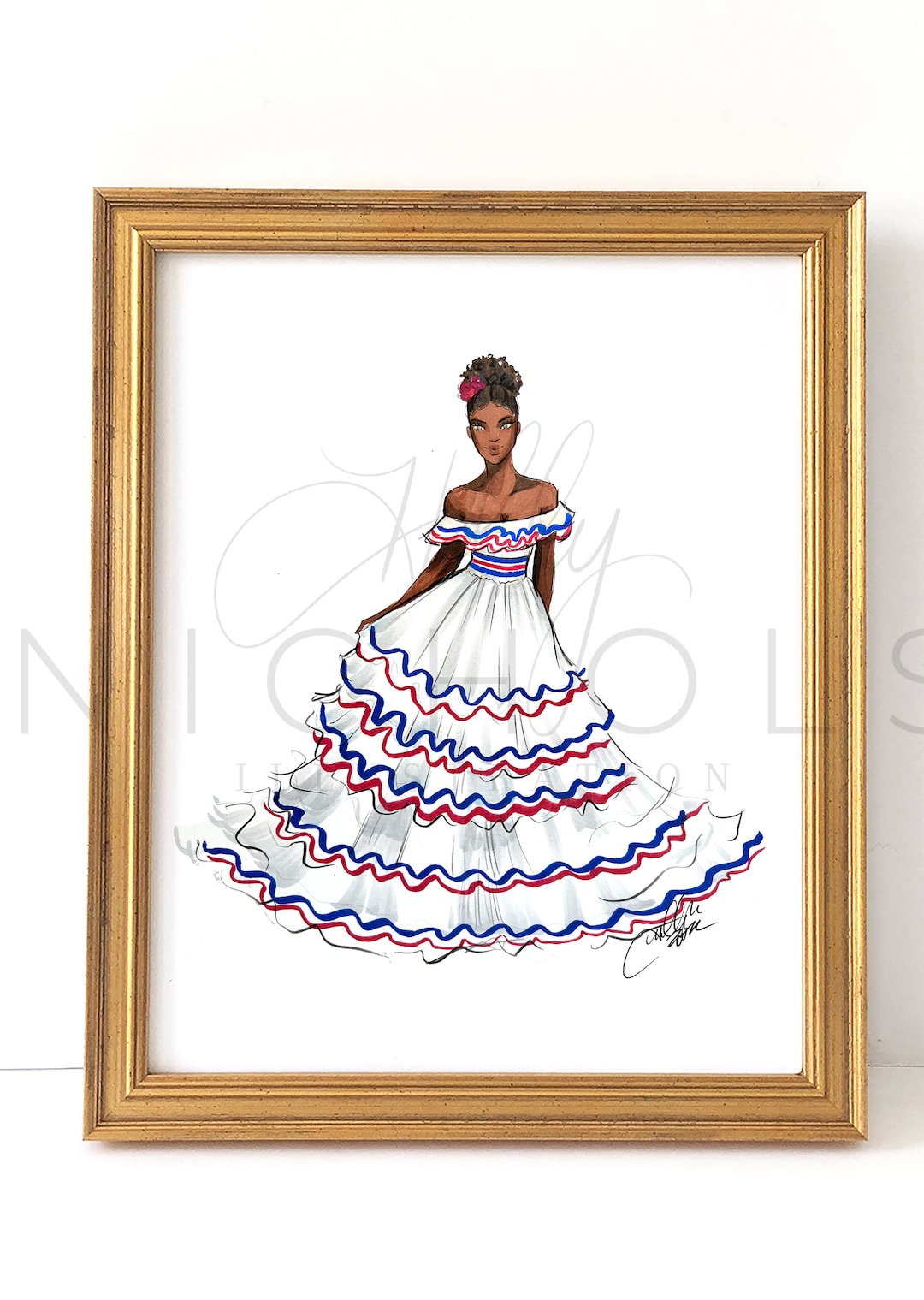 Traditional Dominican Dress (fashion Illustration Print) - Etsy