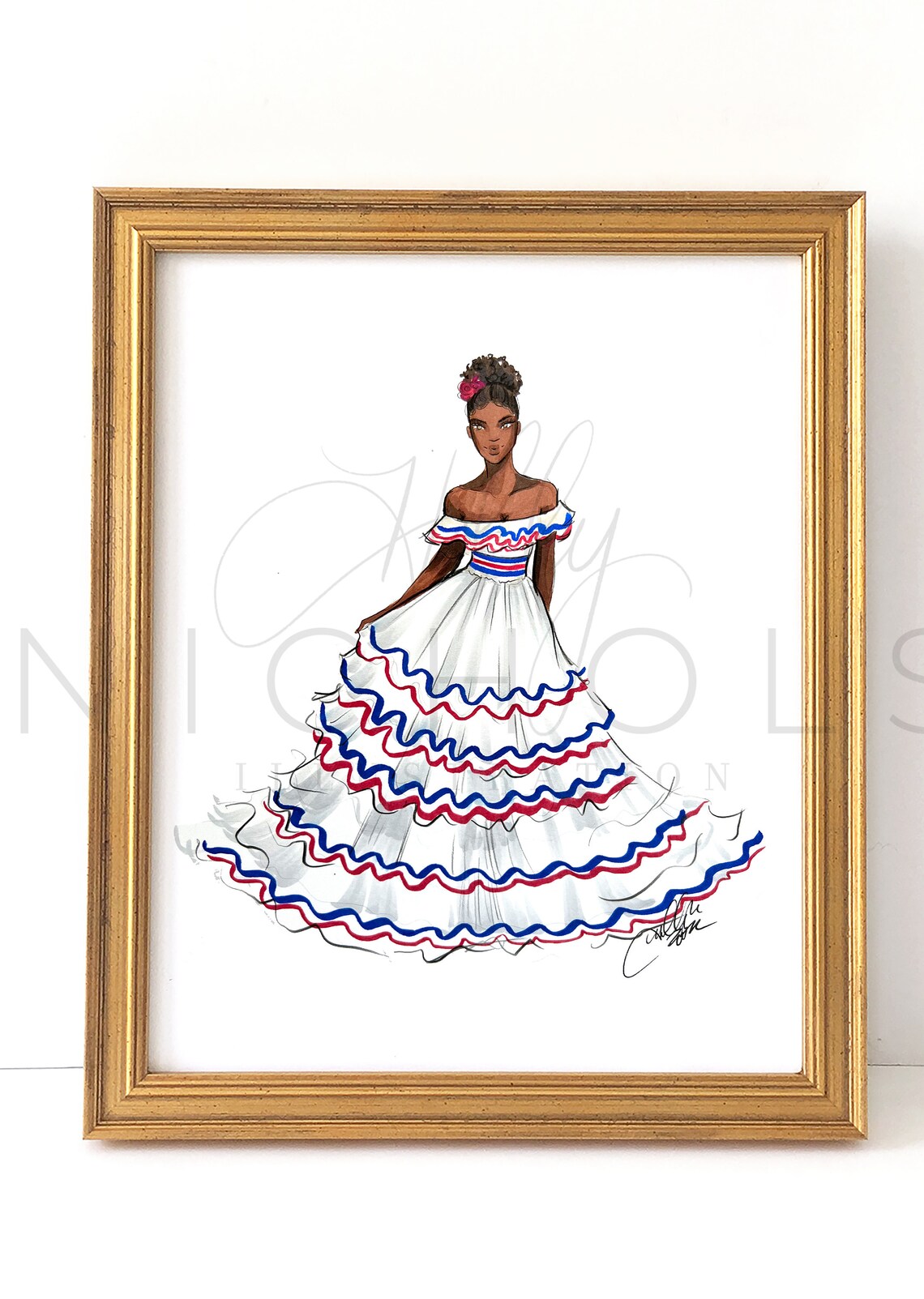 Traditional Dominican Dress (fashion Illustration Print) - Etsy