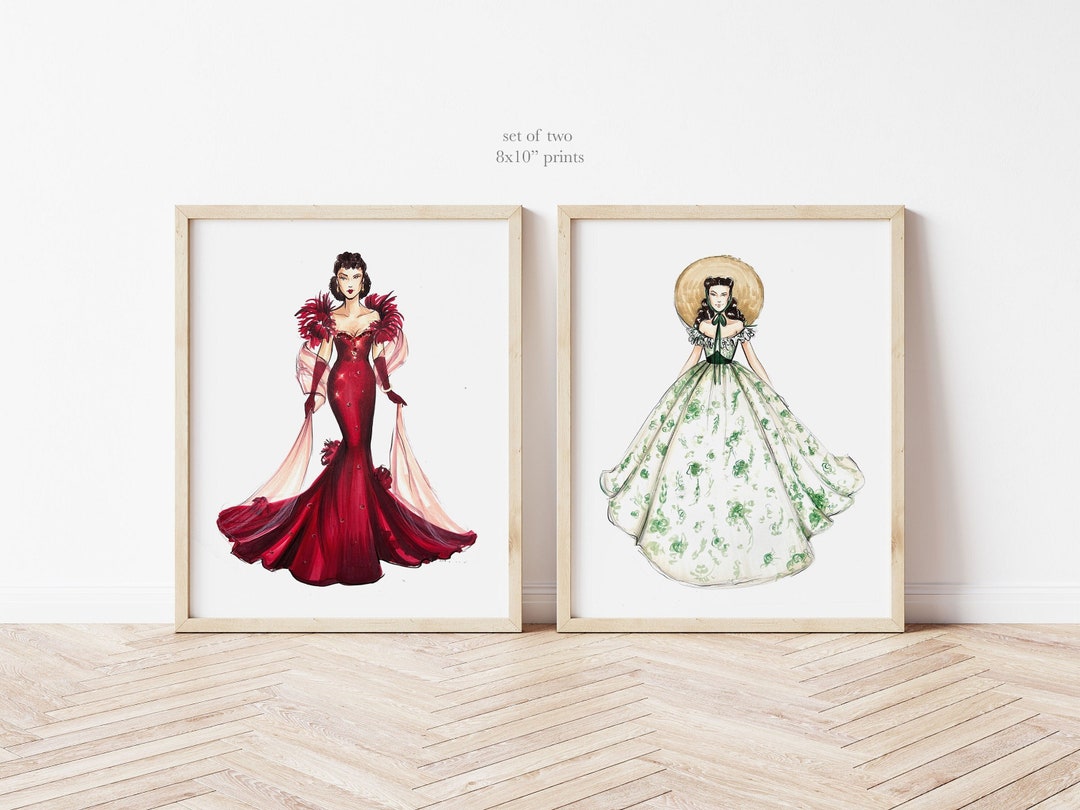 Set of 2, Historic Dress Prints, Red Dress and BBQ Dress (fashion ...