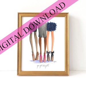 Fashion Illustration Print: Go Get Em Girl, Motivational Art (digital ...