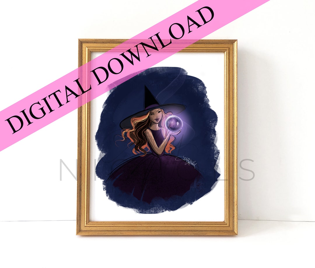 DIGITAL DOWNLOAD Witching Hour, Red Hair- Halloween Print (fashion ...