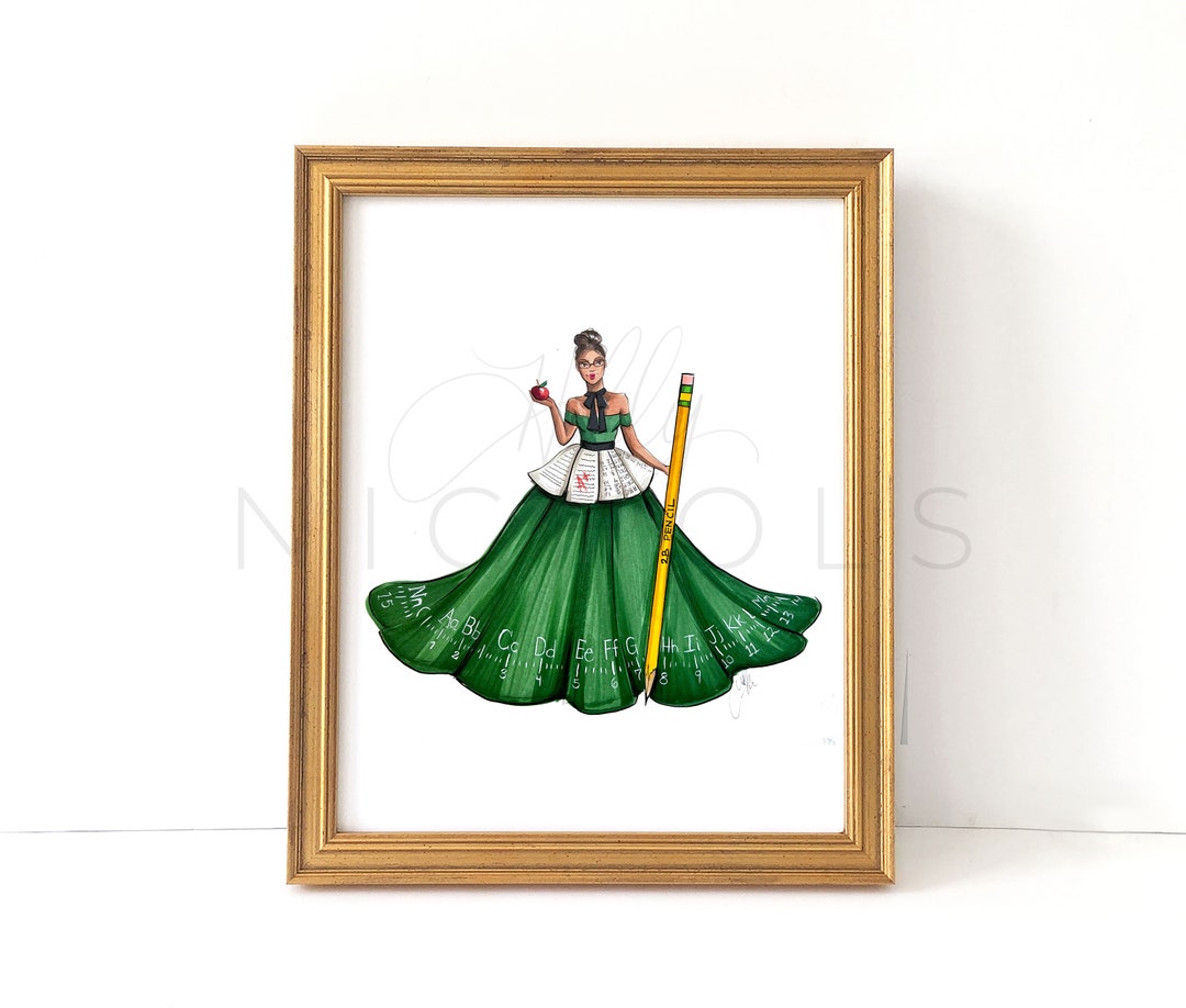 Back to School (teacher Fashion Illustration Print) - Etsy