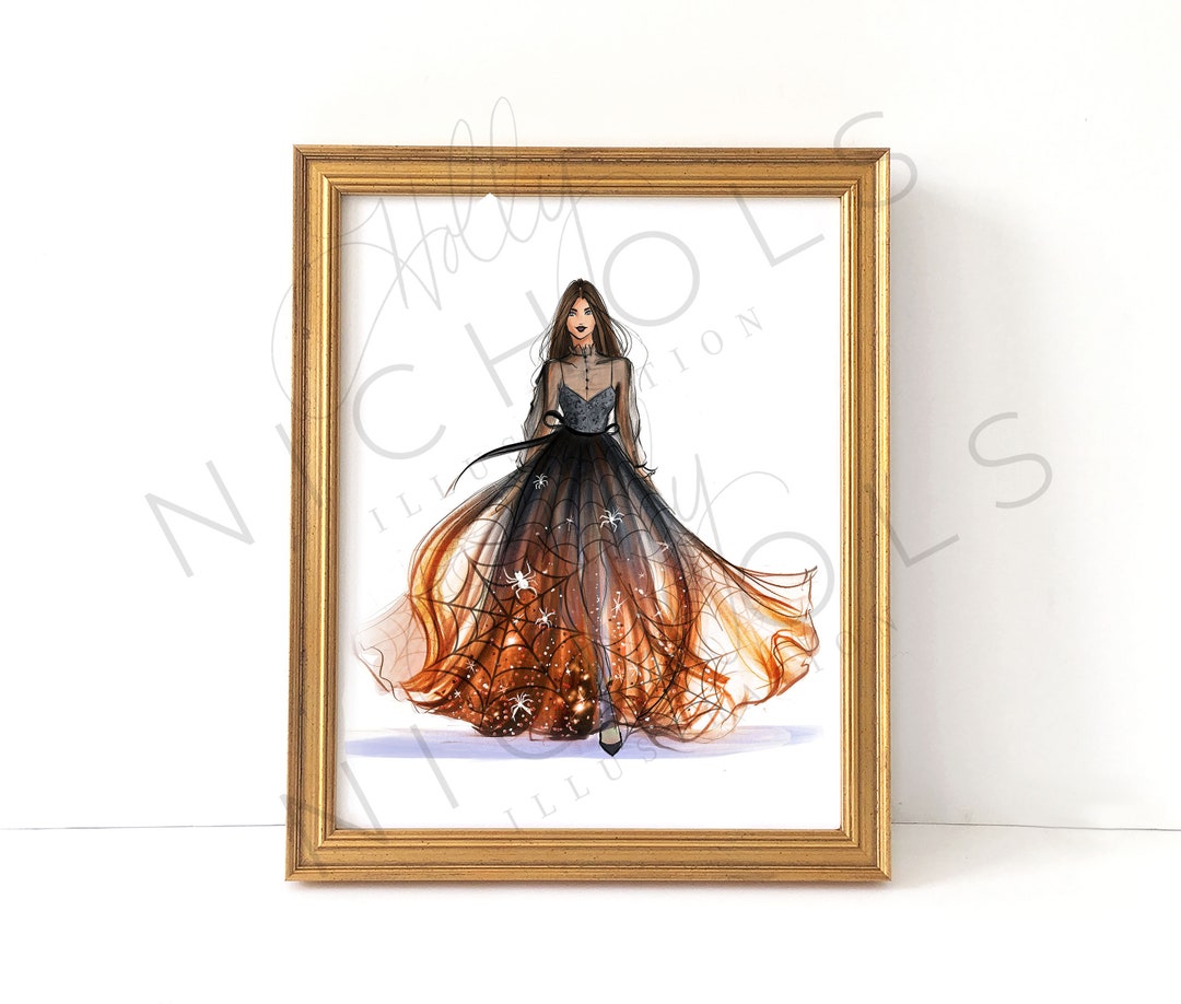 Spiderella (halloween Fashion Illustration Print) - Etsy