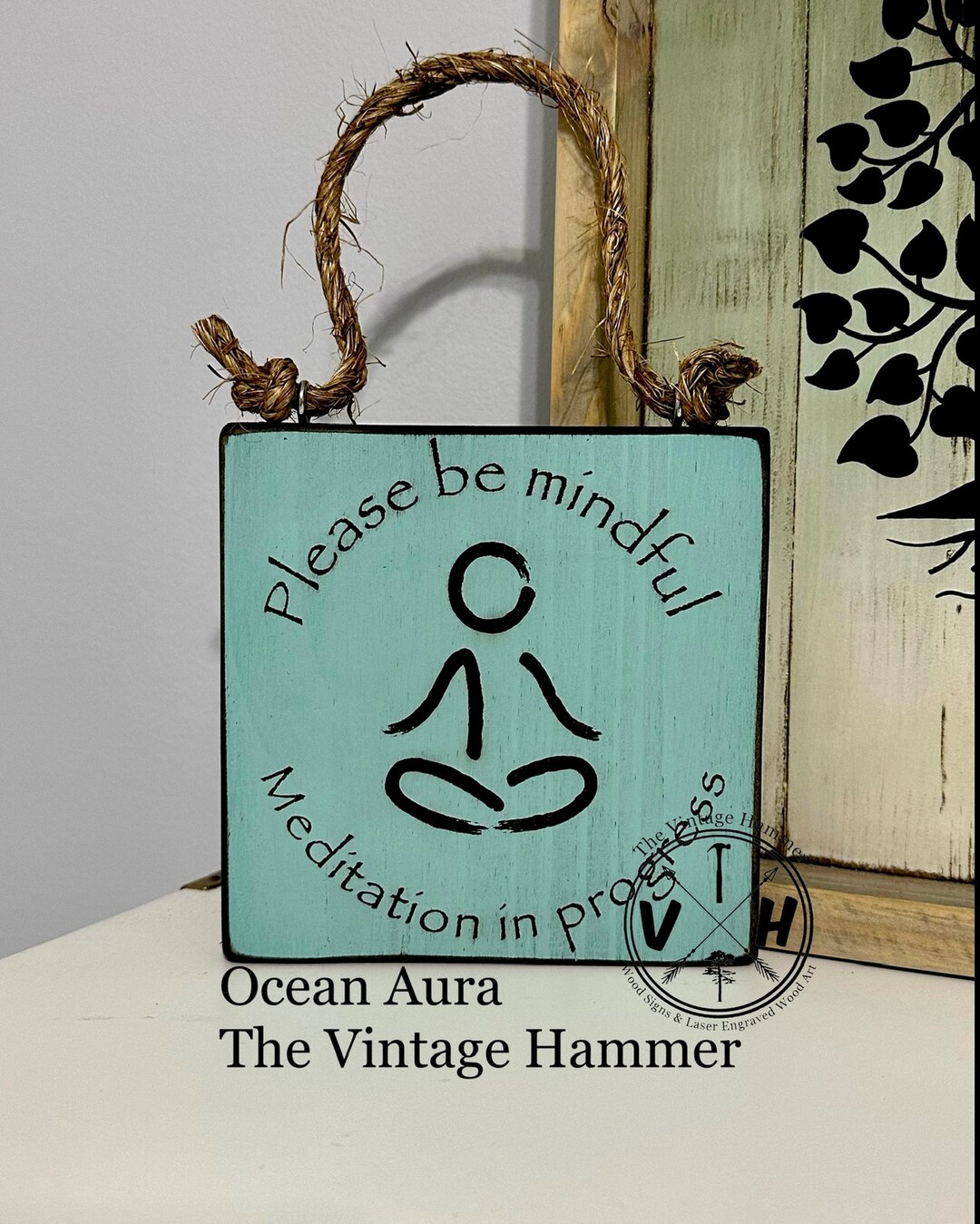 Meditation in Progress Wood Sign: Laser Engraved Door Hanger - Etsy