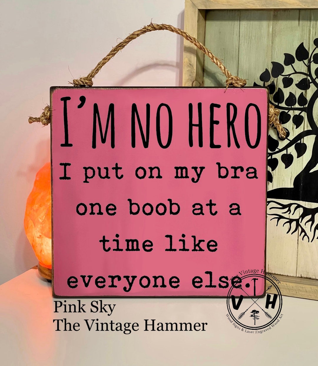 Im No Hero Funny Wood Sign Bra Superhero Woman Personalized - Etsy