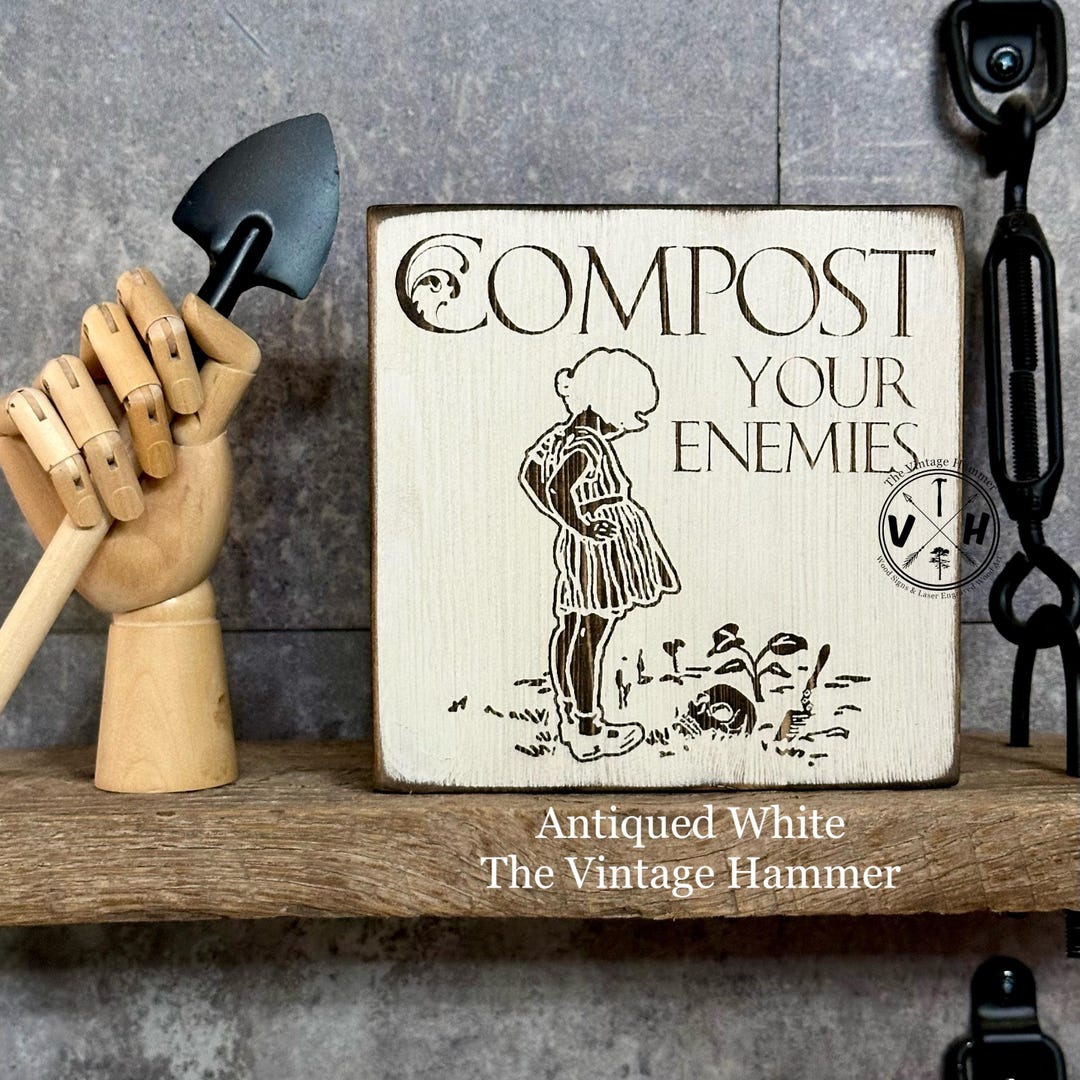 Compost Your Enemies, Engraved Wood Sign, Theme Plaque, Skulls Decor ...
