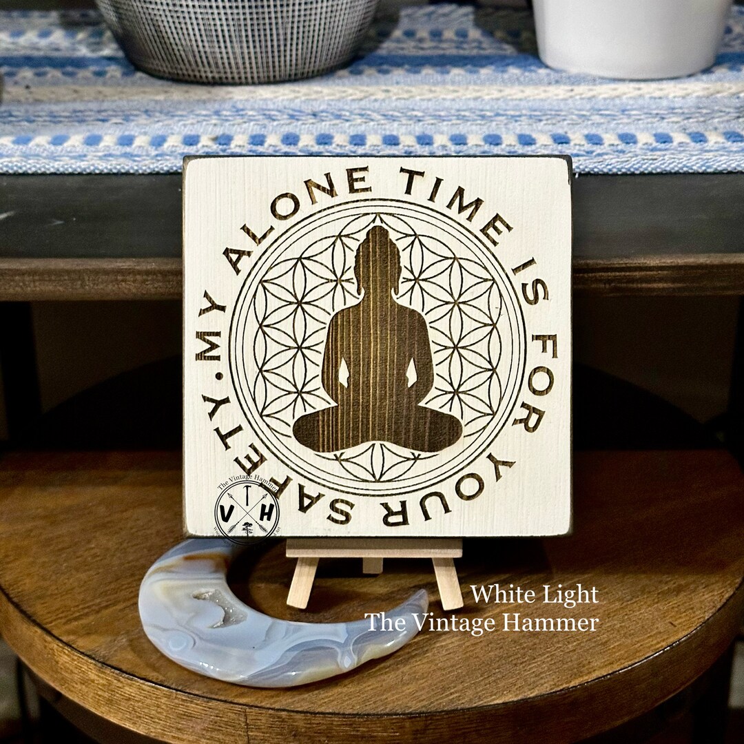 Mindfulness Wooden Sign, Buddha Sacred Geometry, Mini Engraved Decor ...