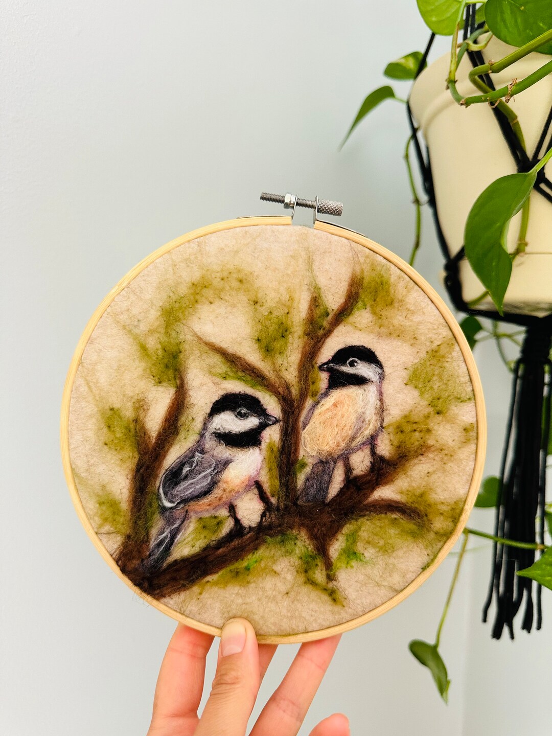 Chickadees Wool Art Wool Painting Bird Painting Birds Art - Etsy