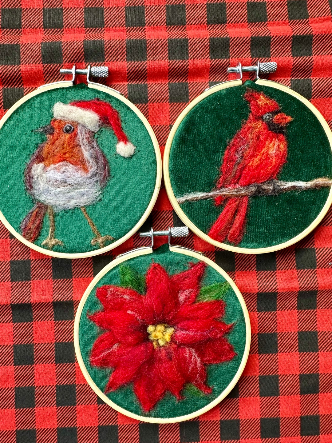 Christmas Ornaments, Wool Art, Felted Art, Wooo Wall Art, Felted Wall ...