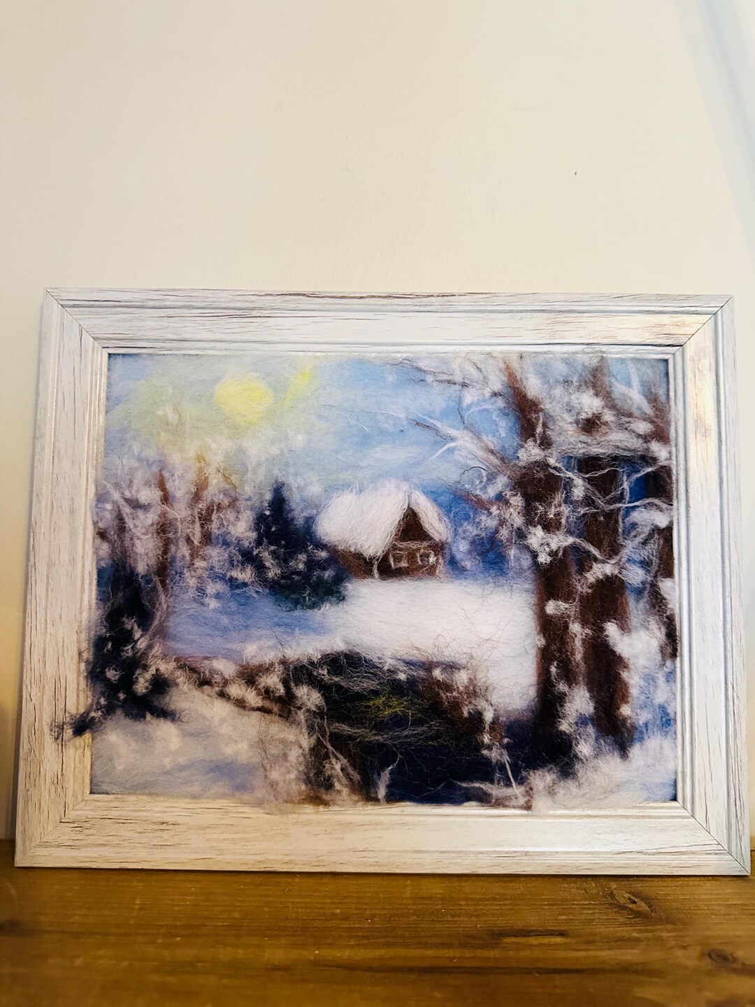 Wool Felted Winter Landscape Art, Wool Picture, Wool Painting, Felted ...