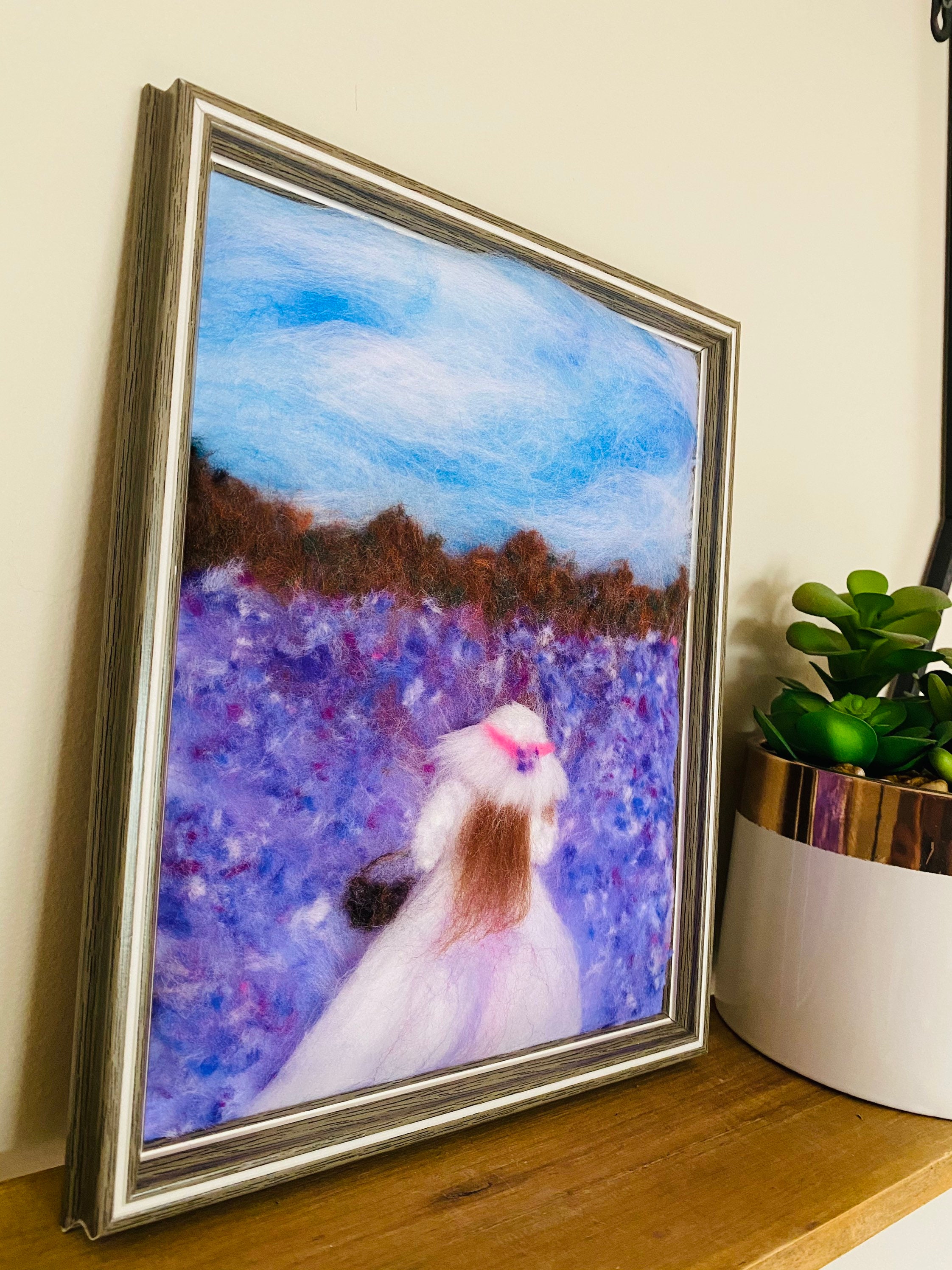 The Girl in the Lavender Fields Wool Painting Wool Art Wool - Etsy UK