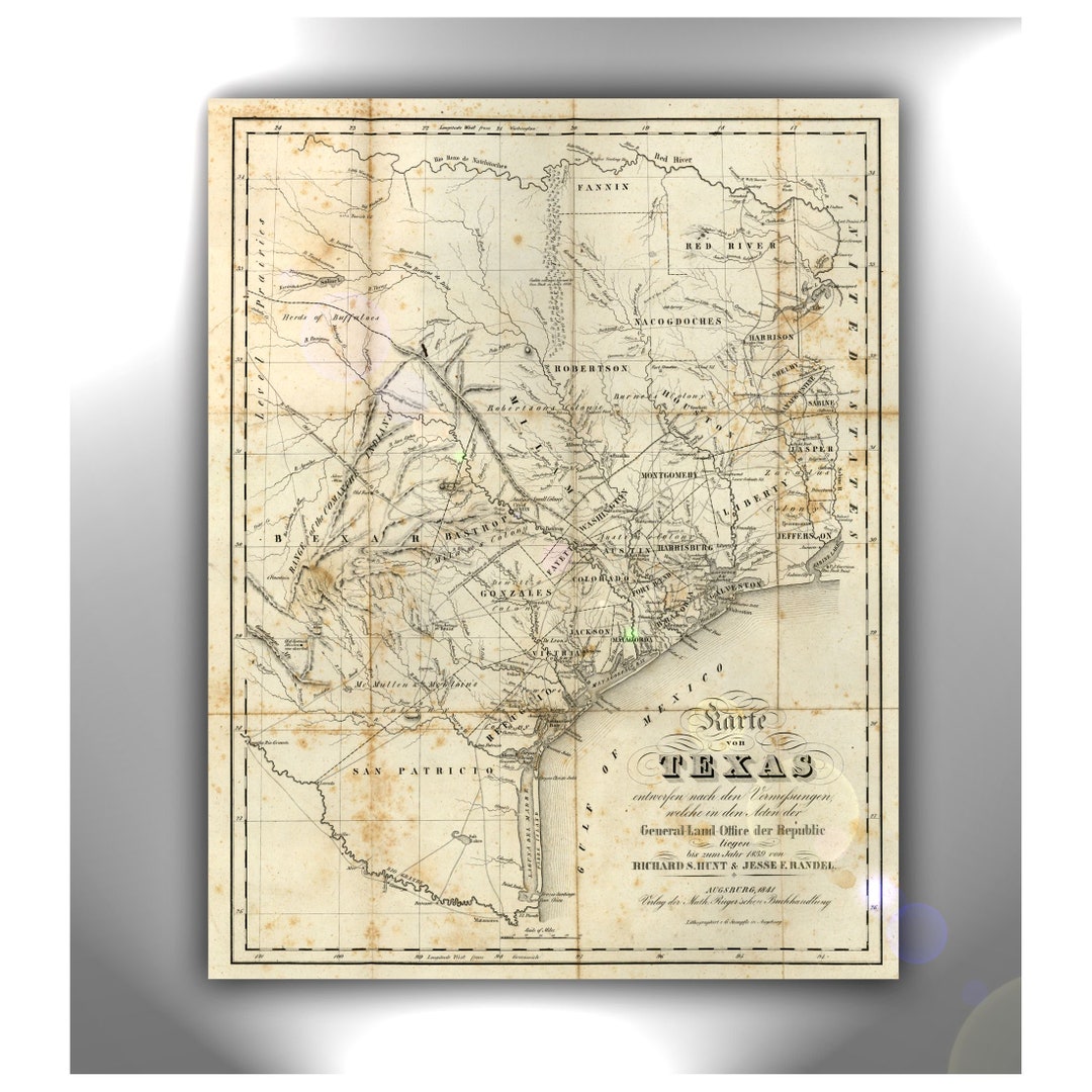 Republic of Texas German Map Canvas Print - Etsy