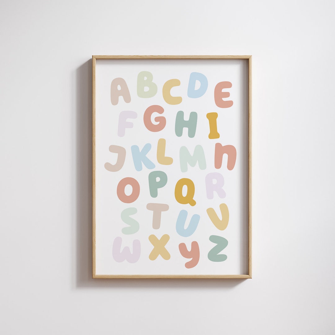 Pastel Alphabet Poster Playroom Decor Digital Download - Etsy