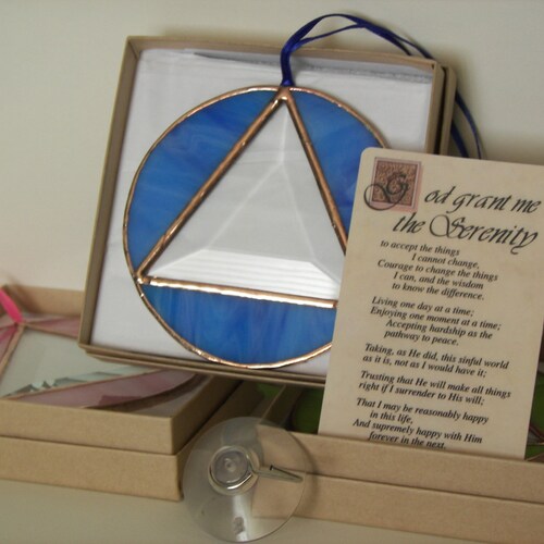 AA Recovery Symbol Stained Glass Serenity Prayer Gift Set - Etsy