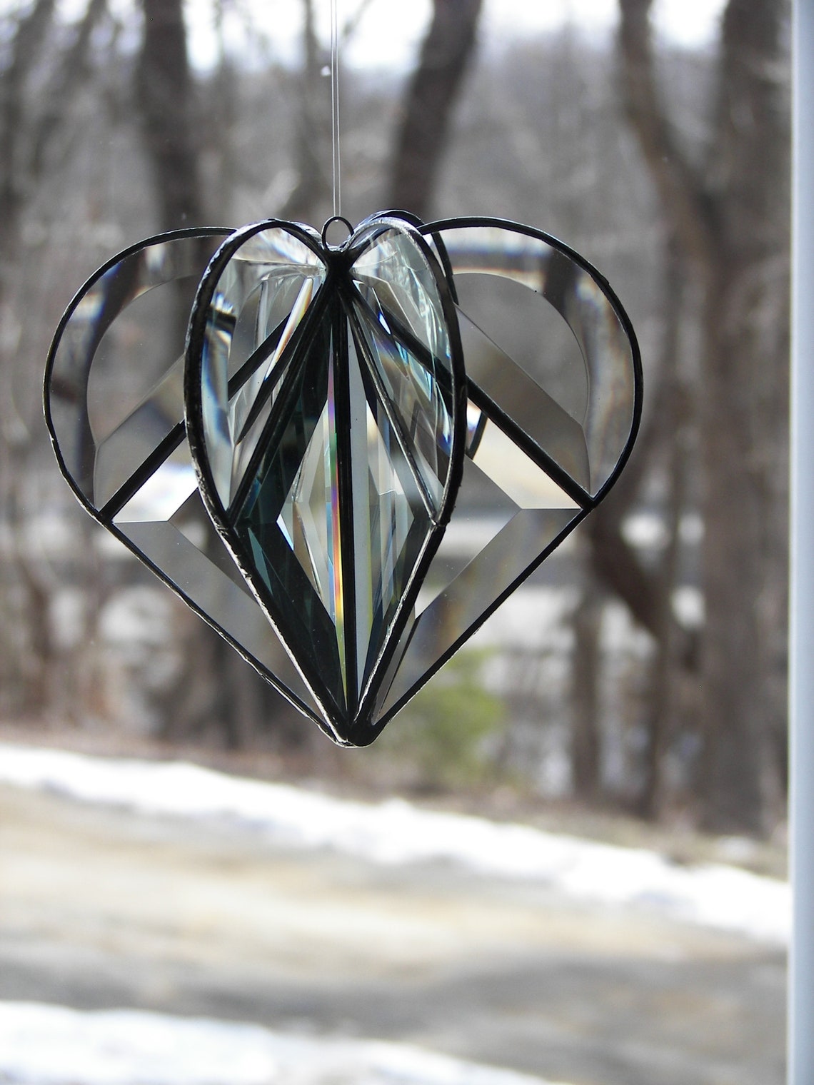 Stained Glass 3d Bevel Heart Clearwedding Gift Bevel Heart - Etsy