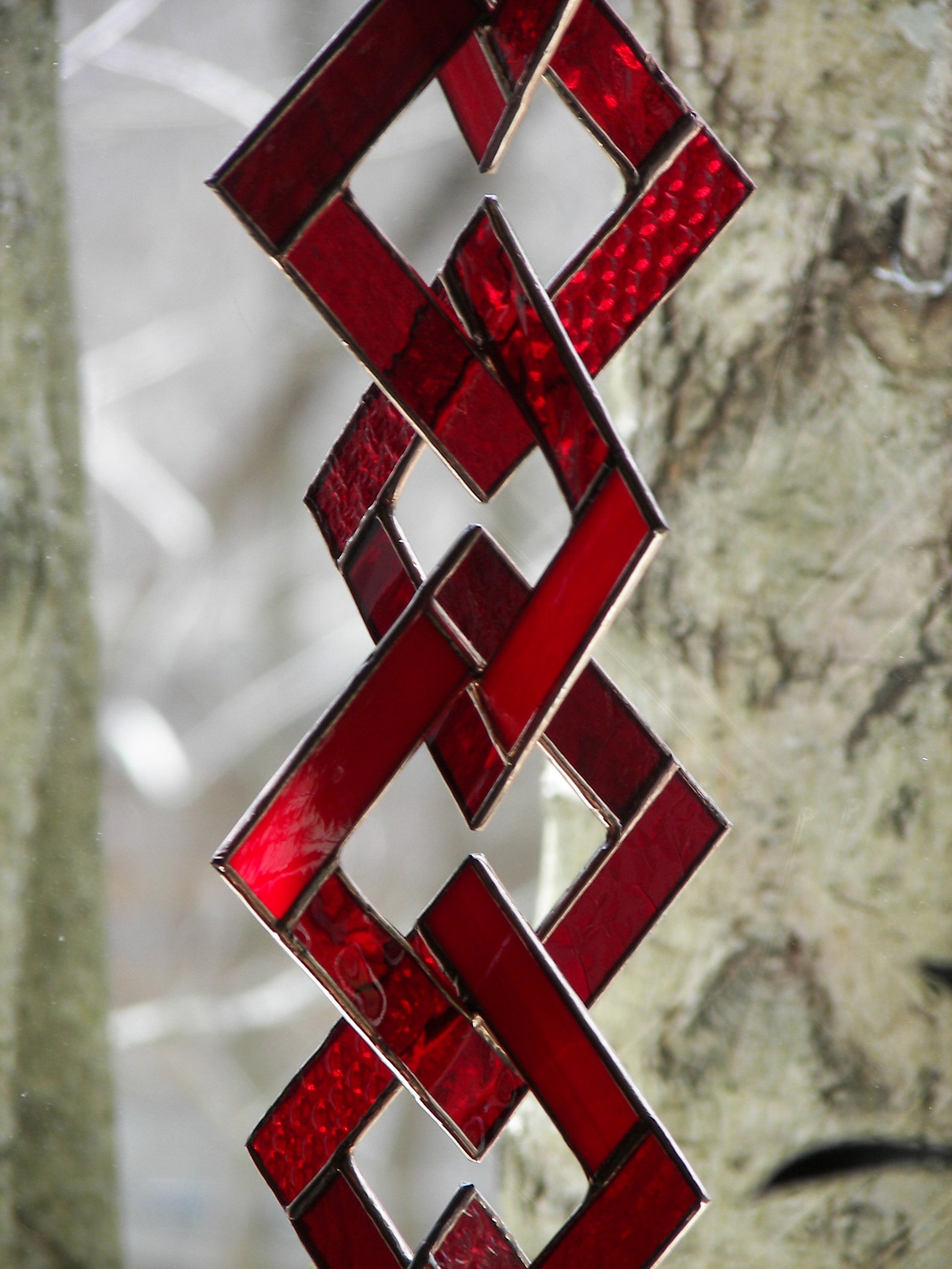 Red Stained Glass-stained Glass Suncatcher-stained Glass - Etsy