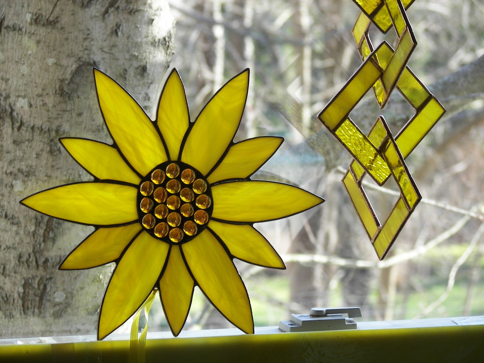 Yellow Stained Glass-stained Glass Suncatcher-stained Glass - Etsy