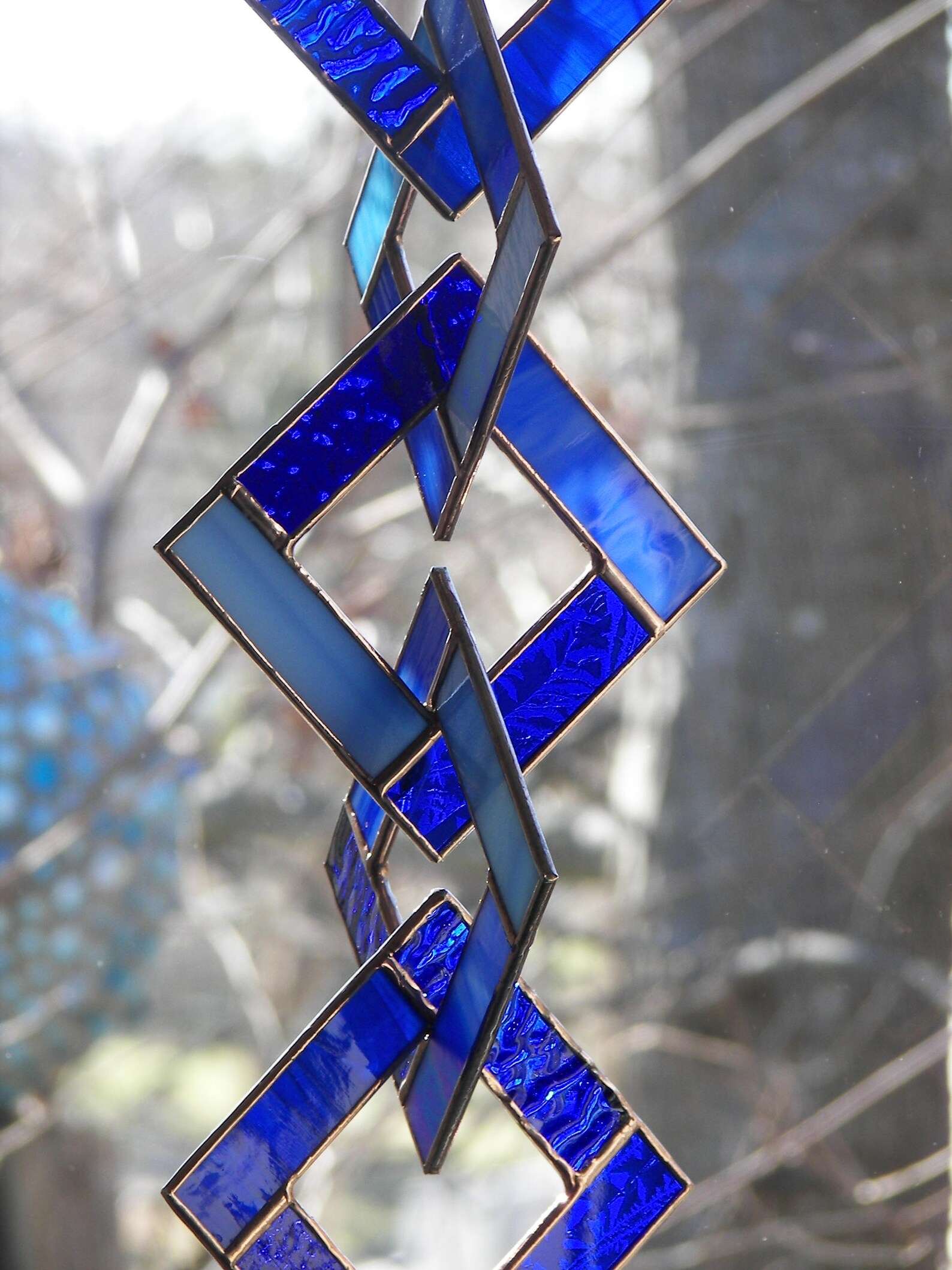 Blue Stained Glass-stained Glass Suncatcher-stained Glass - Etsy