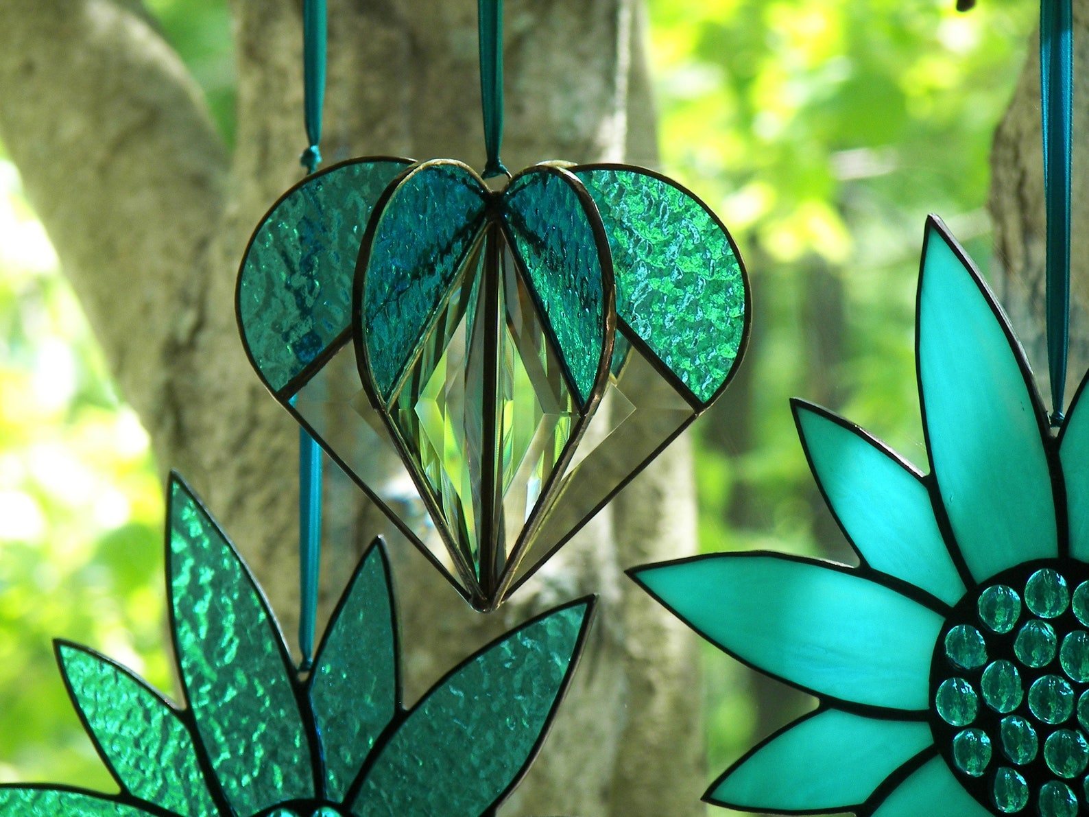 Stained Glass Heart Turquoise Stained Glass Suncatcher Heart - Etsy