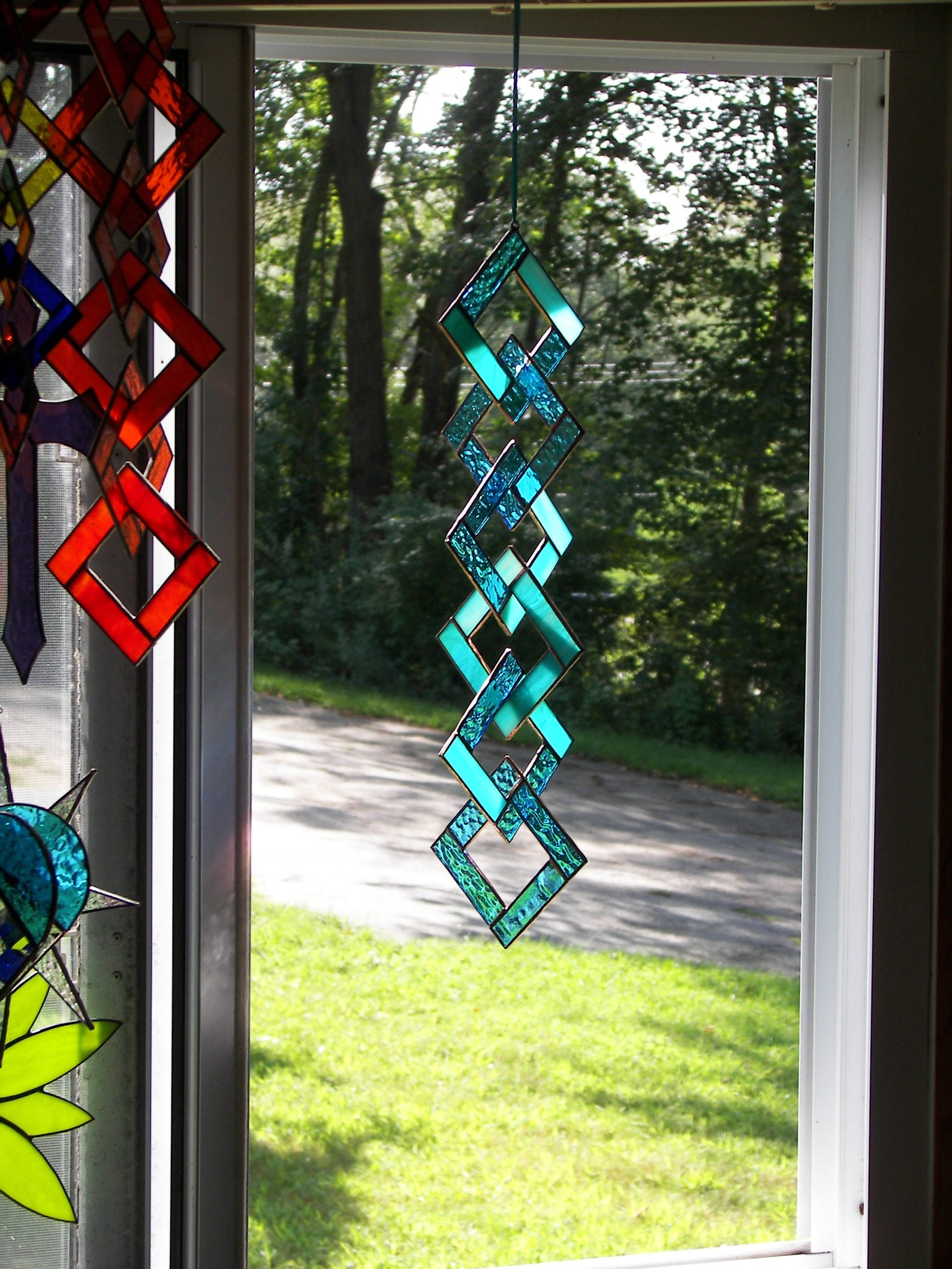 Turquoise Stained Glass-stained Glass Suncatcher-stained Glass - Etsy