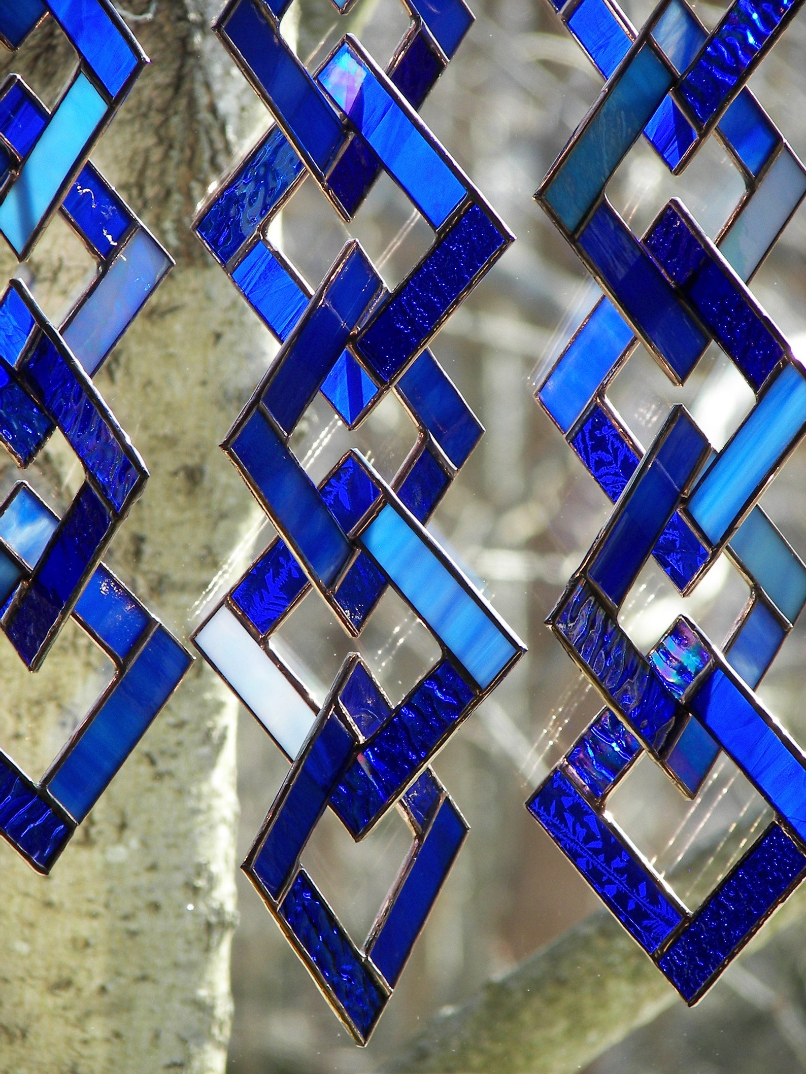 Blue Stained Glass-stained Glass Suncatcher-stained Glass Mobile-blue ...