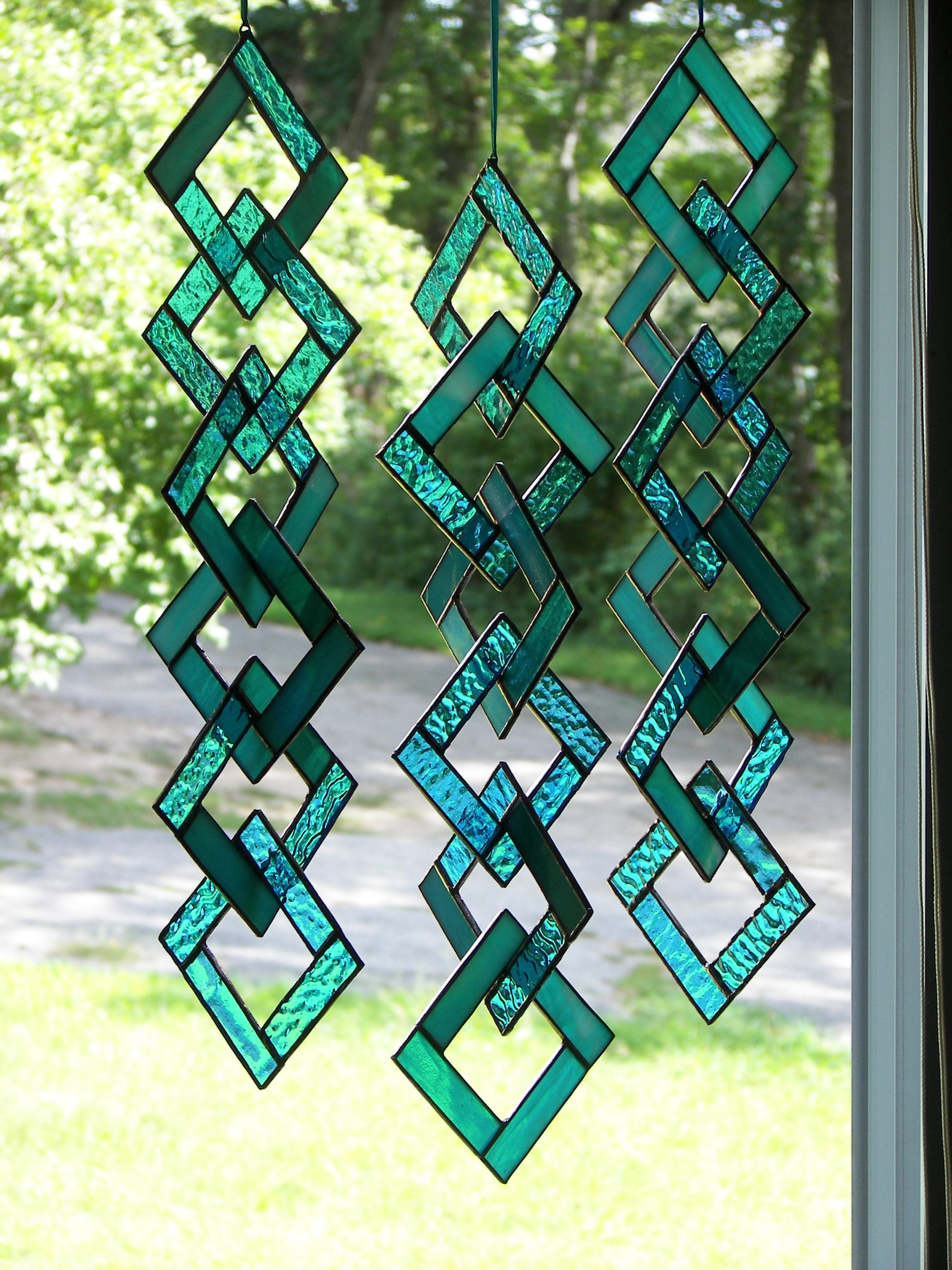 Turquoise Stained Glass-stained Glass Suncatcher-stained Glass - Etsy