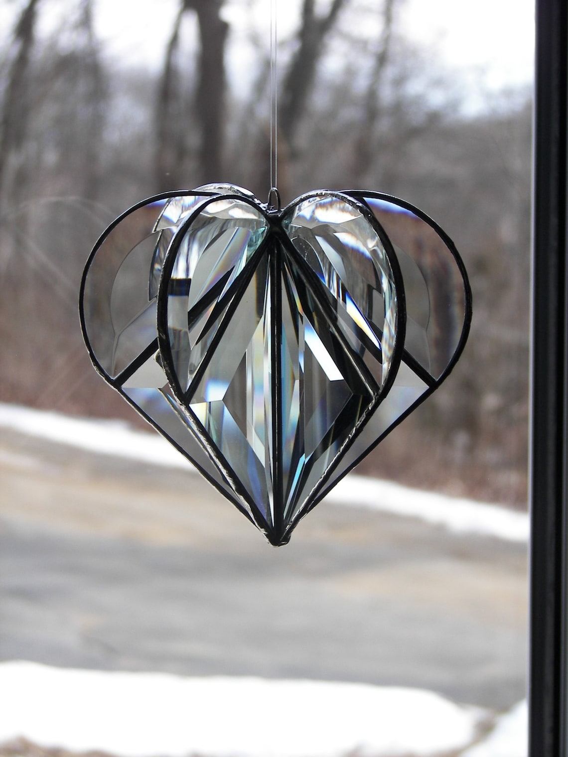 Stained Glass 3d Bevel Heart Clearwedding Gift Bevel Heart - Etsy