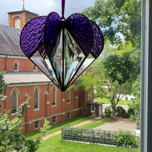 Stained Glass Heart Purple, Stained Glass Suncatcher, Heart Ornament ...